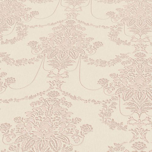 Non-woven wallpaper damask cream pink metallic 10287-05