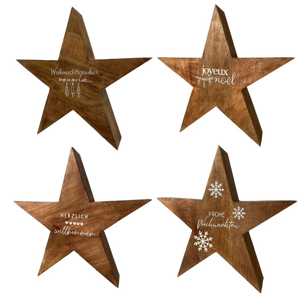 Holzstern Gross | Stern | Holz - beschriftet | Weihnachtsdeko | frohe ...