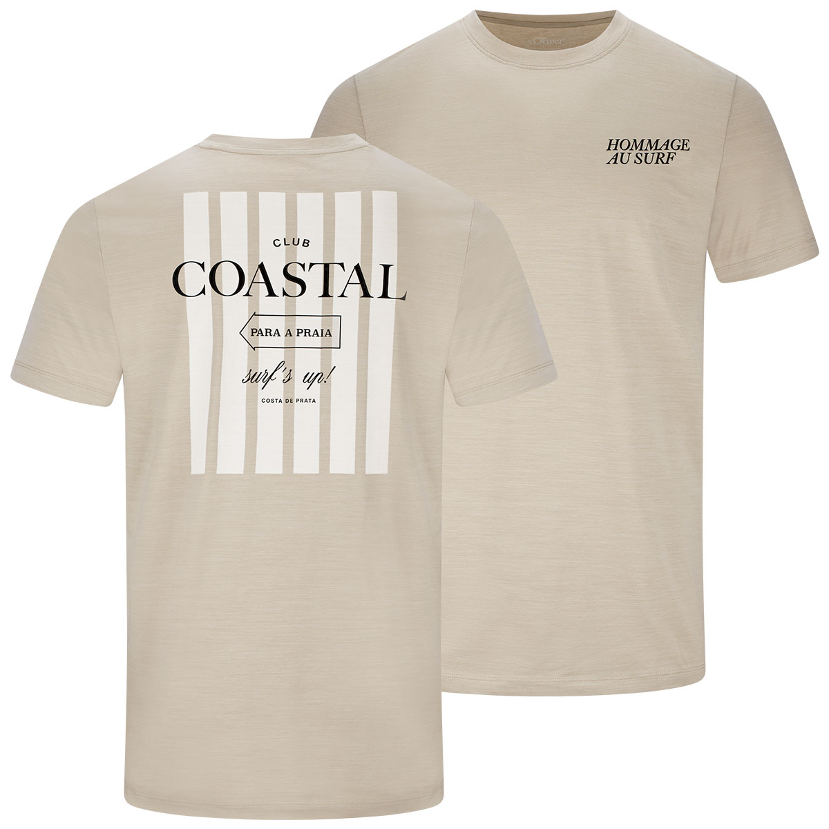 s.Oliver - T-Shirt extra lang mit Rückenprint - beige