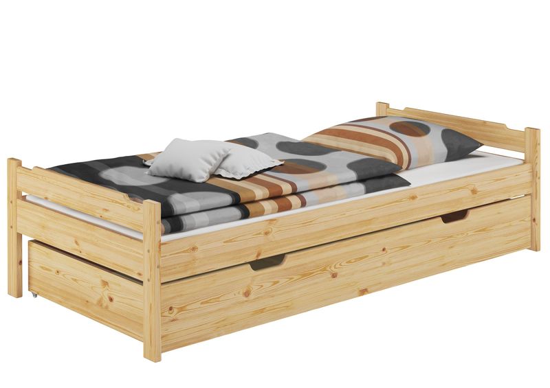Cinque varianti di letto 80x200 in pino massello laccato