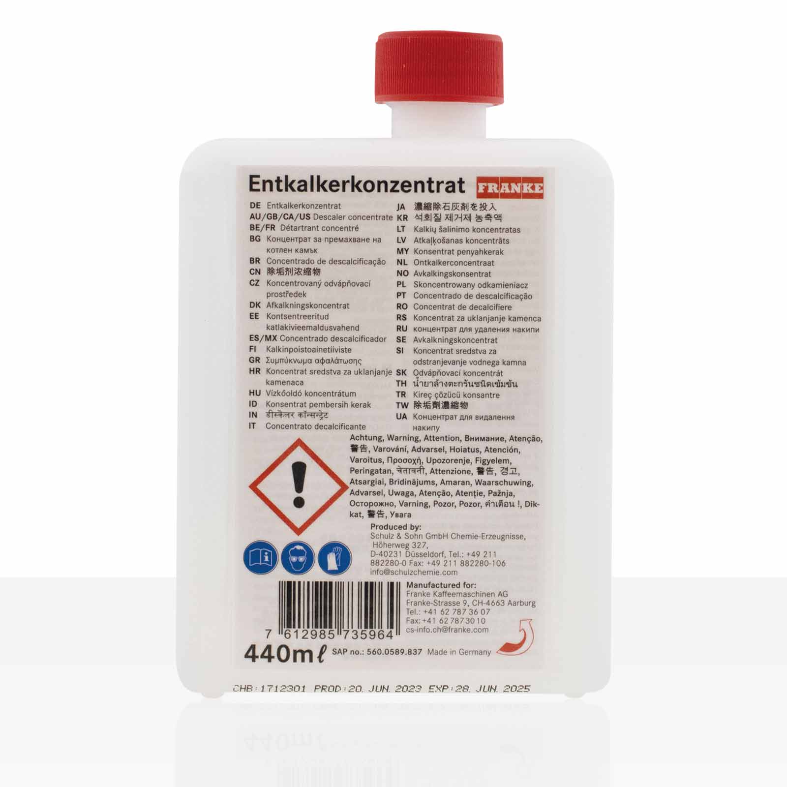 Franke Entkalkerkonzentrat 440ml Entkalker-Konzentrat für Franke A300 ...