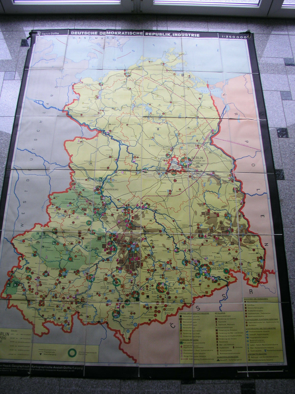 DDR industry mining167x236 1971 vintage east germany GDR wall map B ...