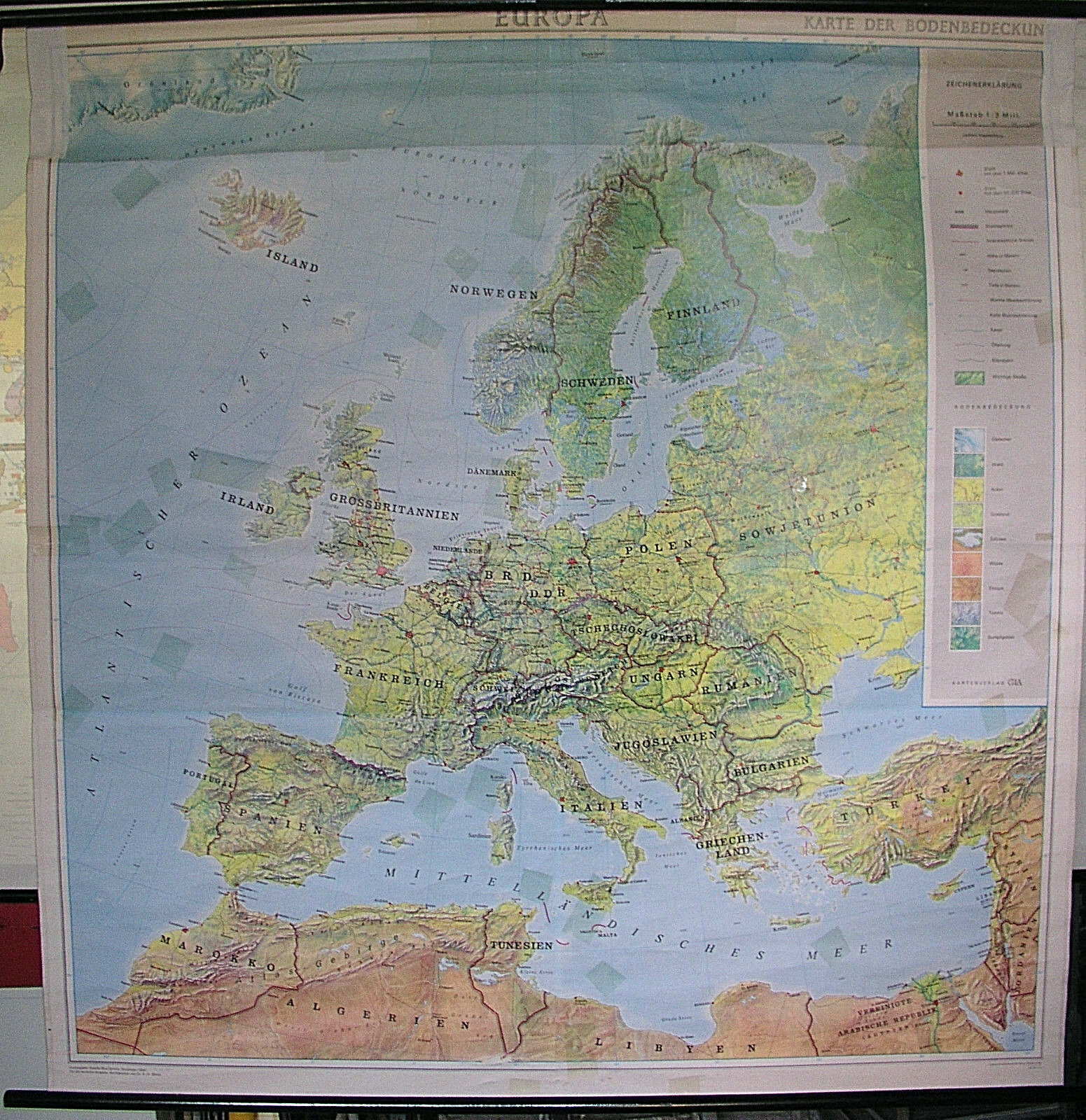 Wandkarte Europakarte Europe Orbit 171x176c 1969 vintage europe school ...