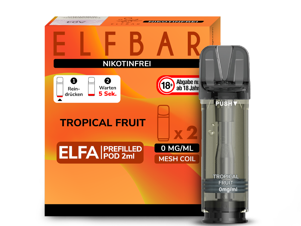 ELFBAR ELFA Tropical Fruit 0mg Nikotin 2er Pack | Elfbargermany ELFBAR ELFA Tropical Fruit 0mg Nikotin 2er Pack | Elfbargermany