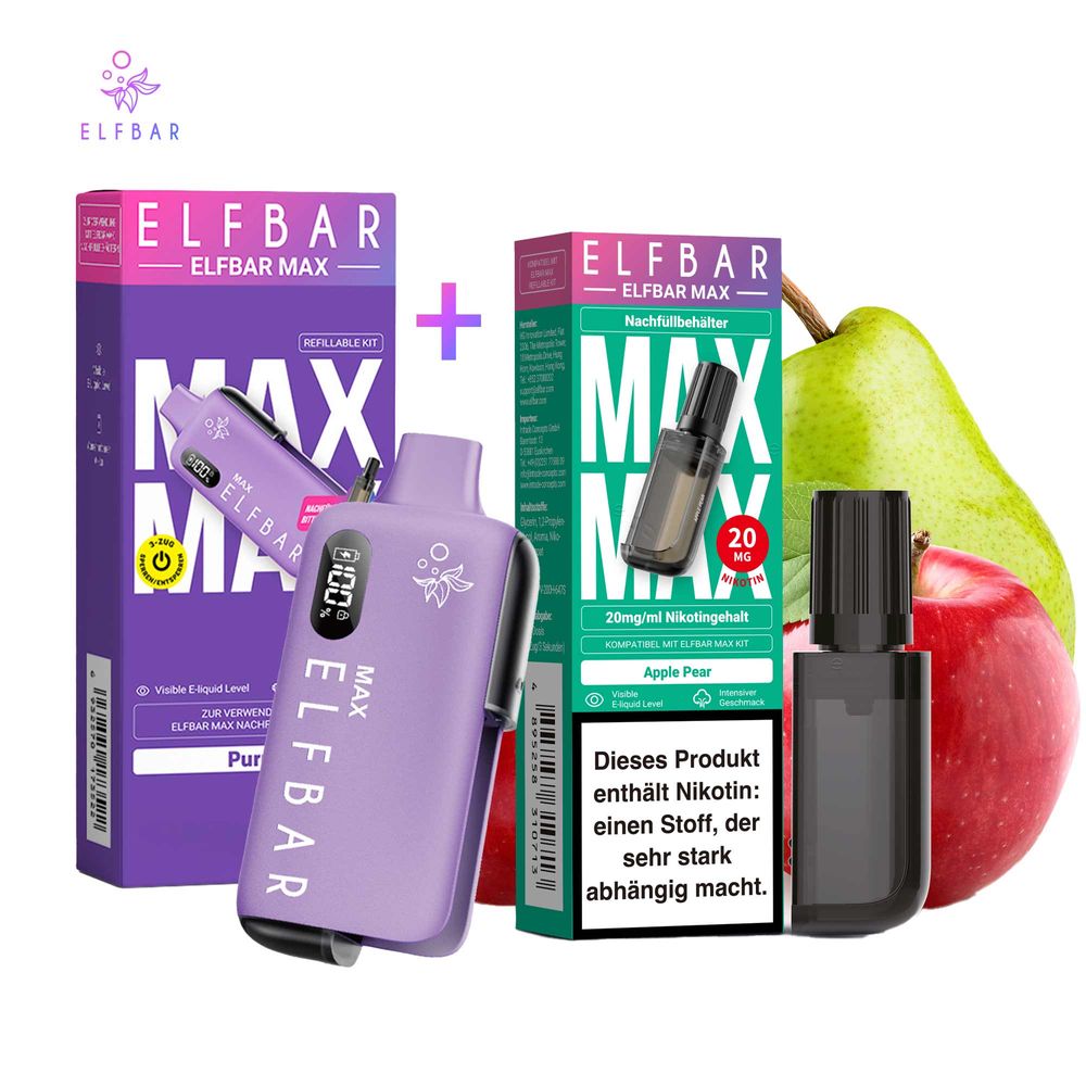 [Paket] ELFBAR MAX Purple Kit + Pod Apple Pear | Elfbargermany