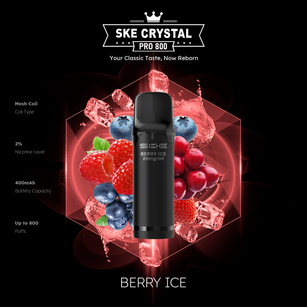SKE Crystal Pro 800 - Berry Ice - 20mg Nikotingehalt