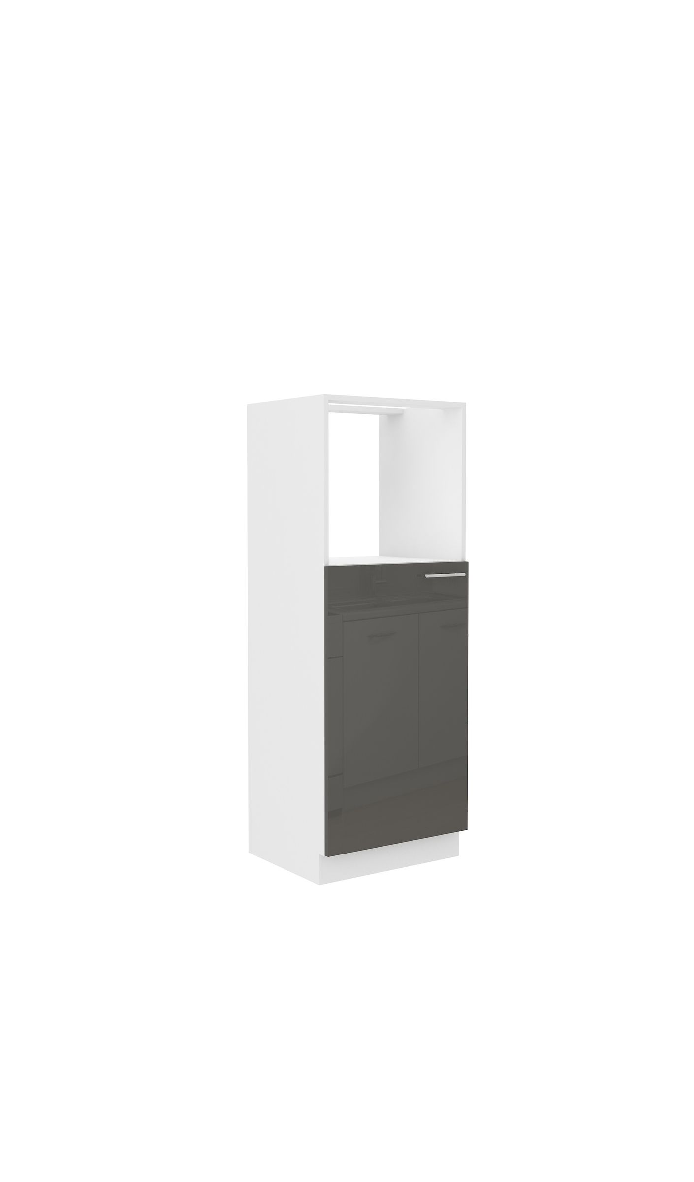 Küchen Midi Hochschrank 60 Lara Grau Glanz + Weiss matt Küchenzeile ...