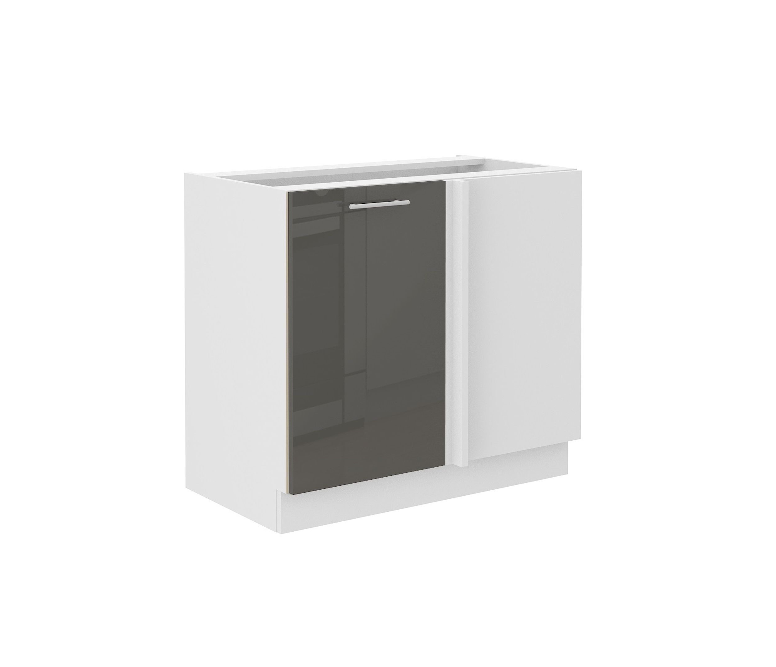 Lara Eckunterschrank 105 cm Grau Glanz + Weiß matt Küchenzeile ...