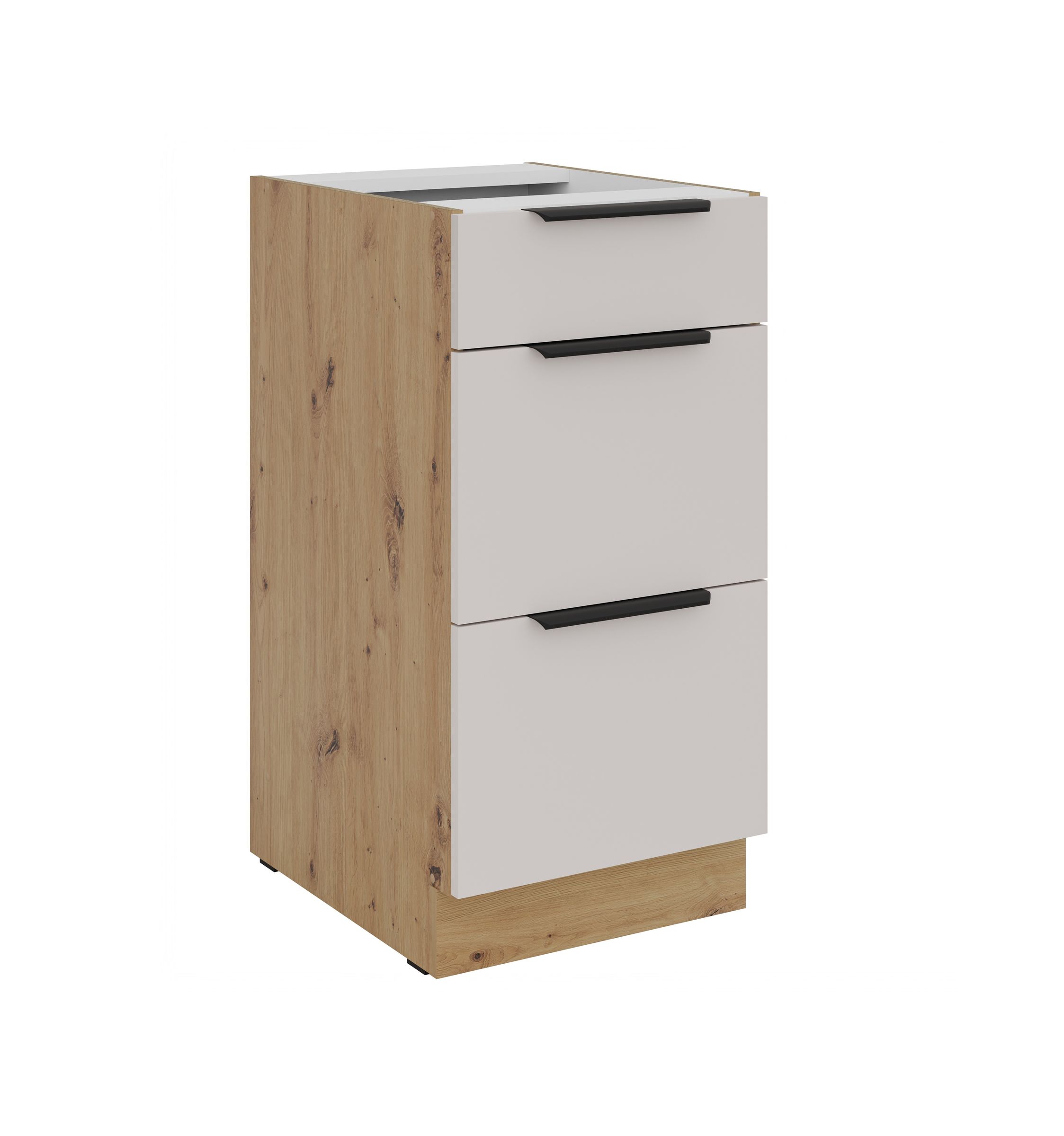 Küchen Unterschrank 40 cm Küche SOLANO Kaschmir beige matt + Eiche ...