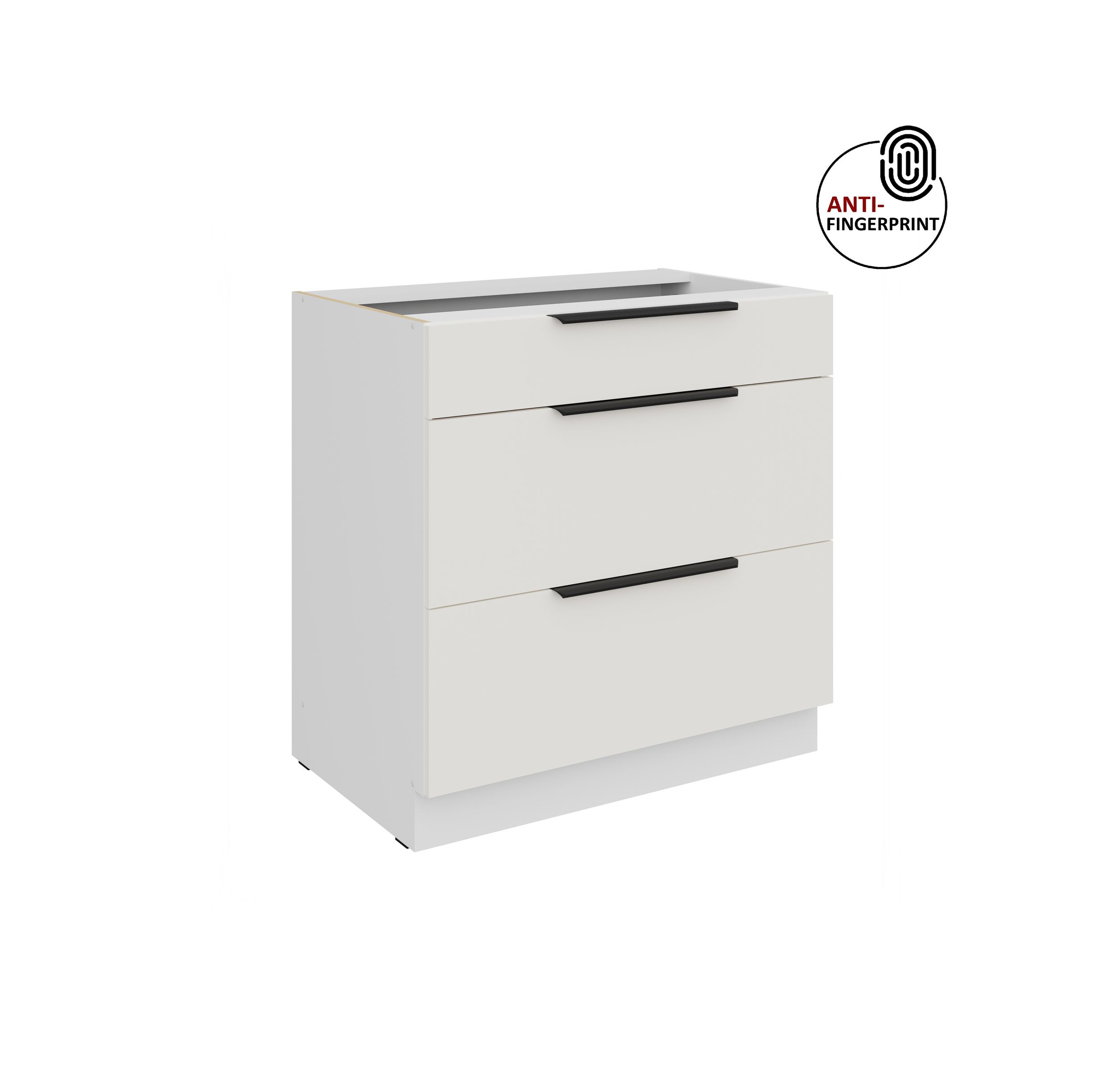 Küchen Unterschrank 80 cm Küche ARIA Weiss ultra matt + Weiss matt ...