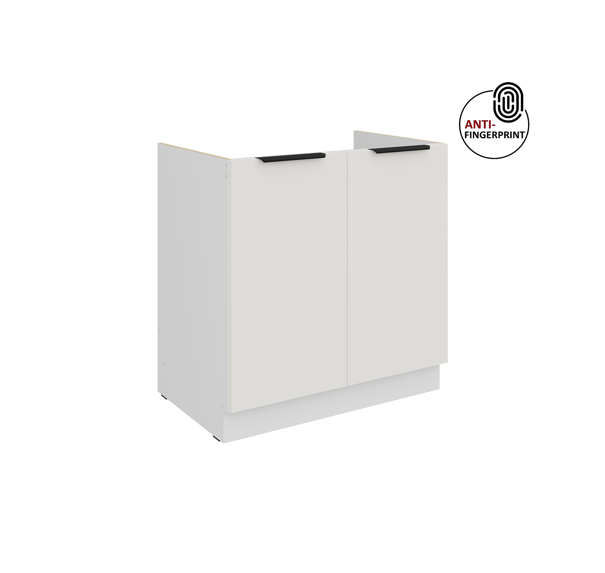 Küchen Spülenunterschrank 80 cm Küche ARIA Weiss ultra matt + Weiss ...