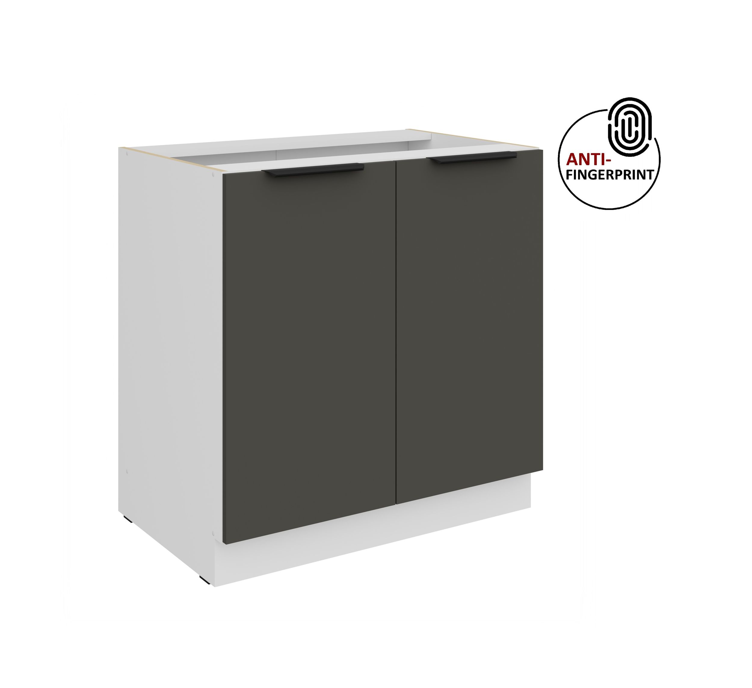 Küchen Unterschrank 80 cm Küche ARIA Graphite ultra matt + Weiss matt ...
