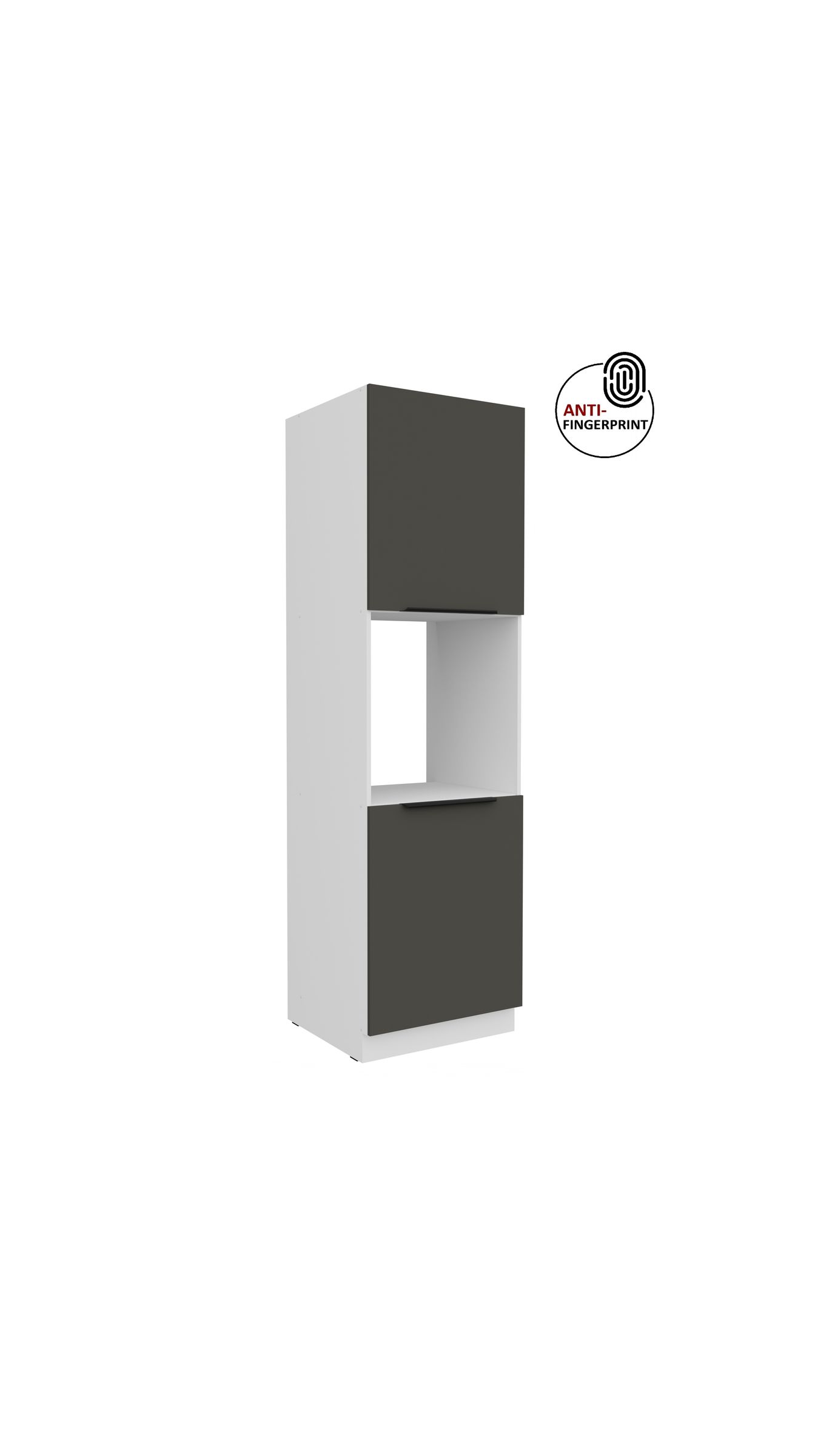 Küchen Hochschrank 60 cm Küche ARIA Graphite ultra matt + Weiss matt ...