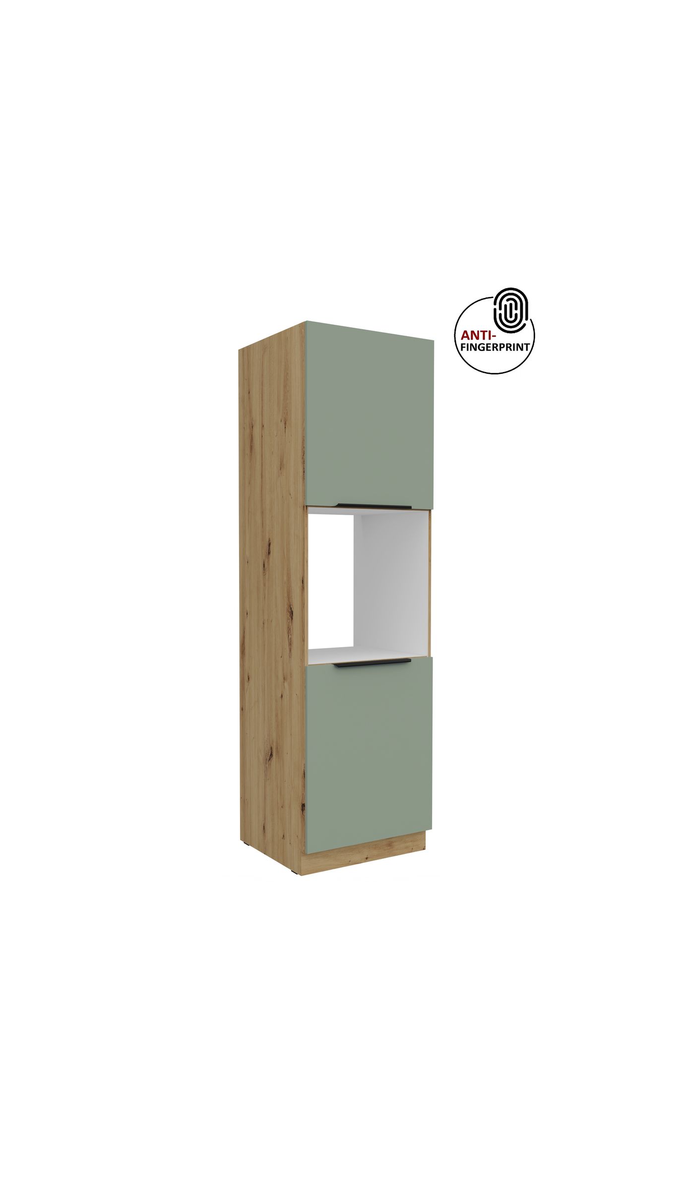 Küchen Hochschrank 60 cm Küche ARIA Aquamarin ultra matt + Eiche ...