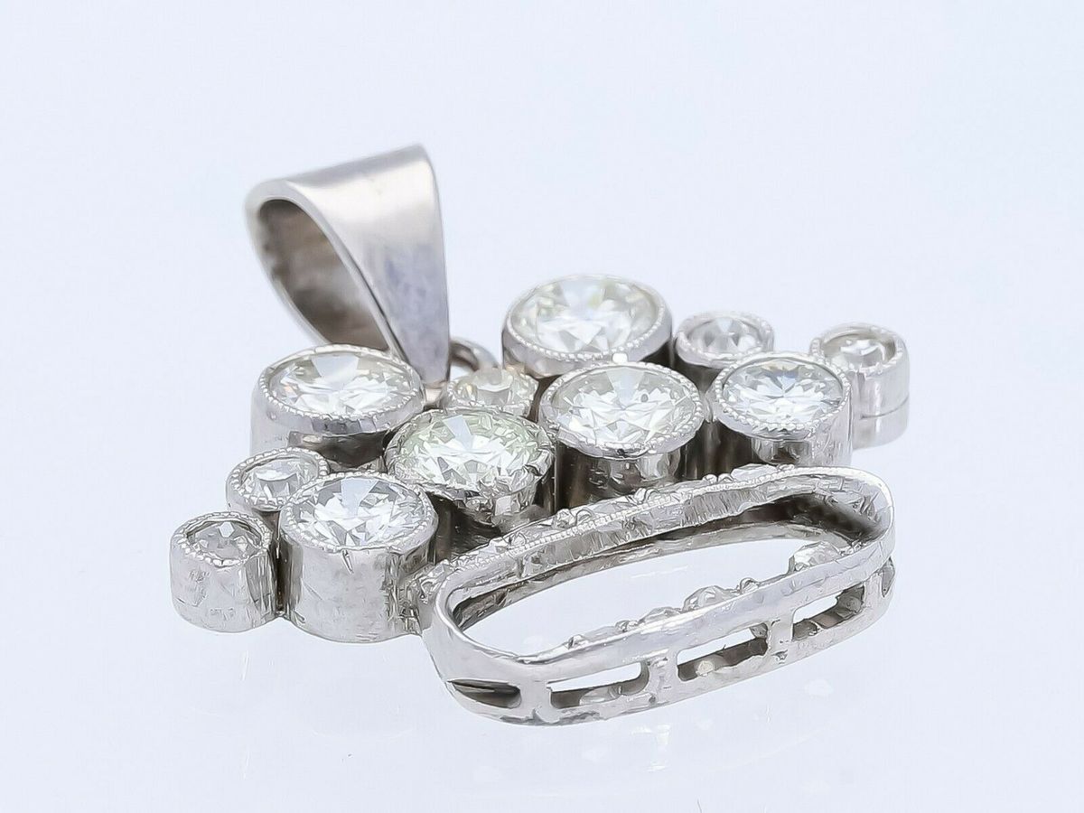 antiker Anhänger Krone 1,60 Karat Diamanten 750 Gold Platin