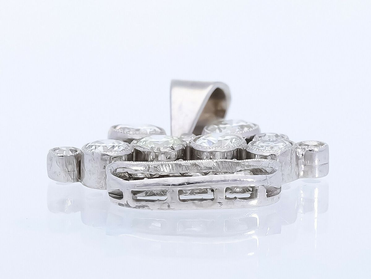 antiker Anhänger Krone 1,60 Karat Diamanten 750 Gold Platin