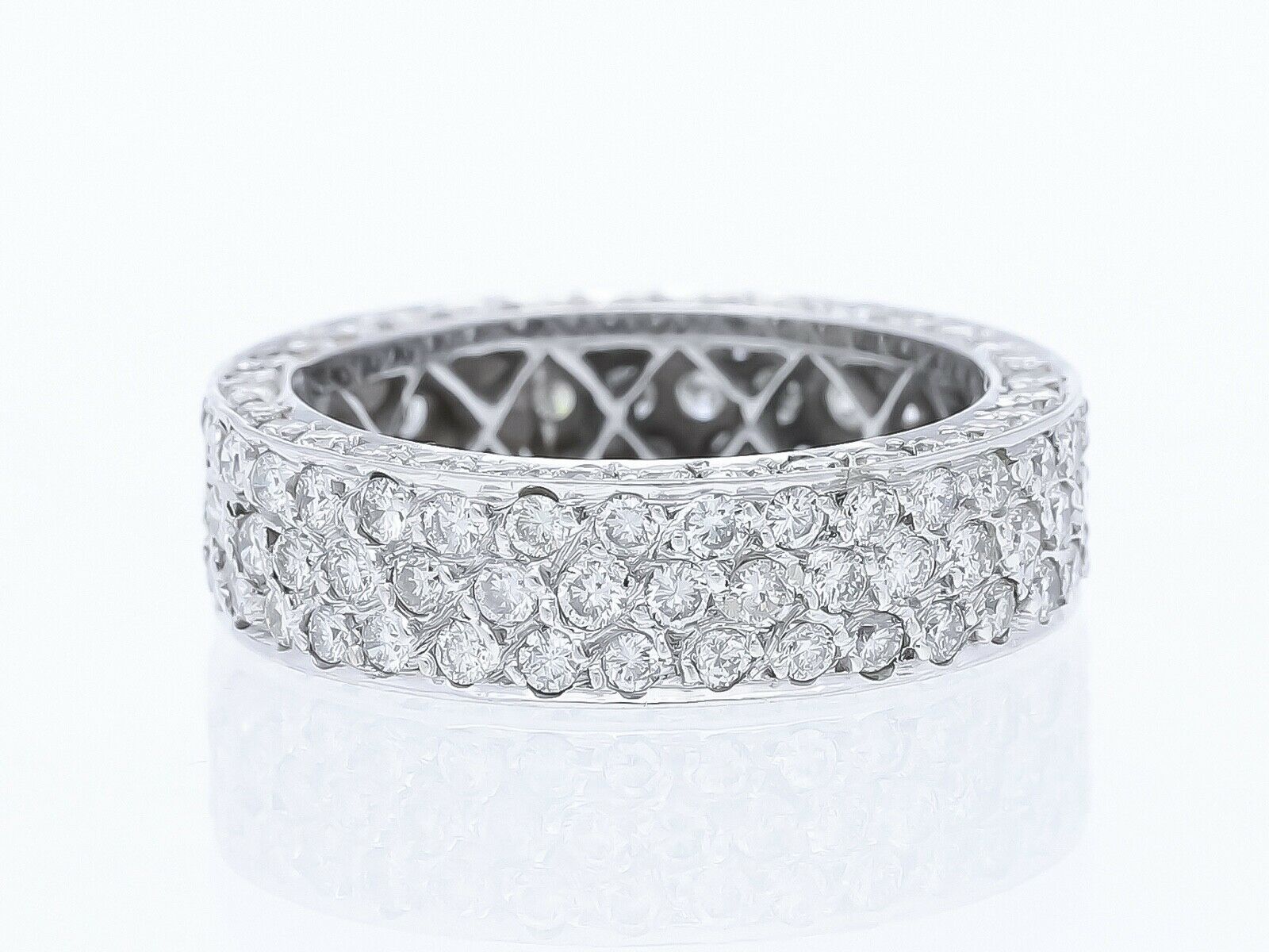 Memory Band Ring 3,50 Karat Brillanten 750 Weiß Gold 18 Karat