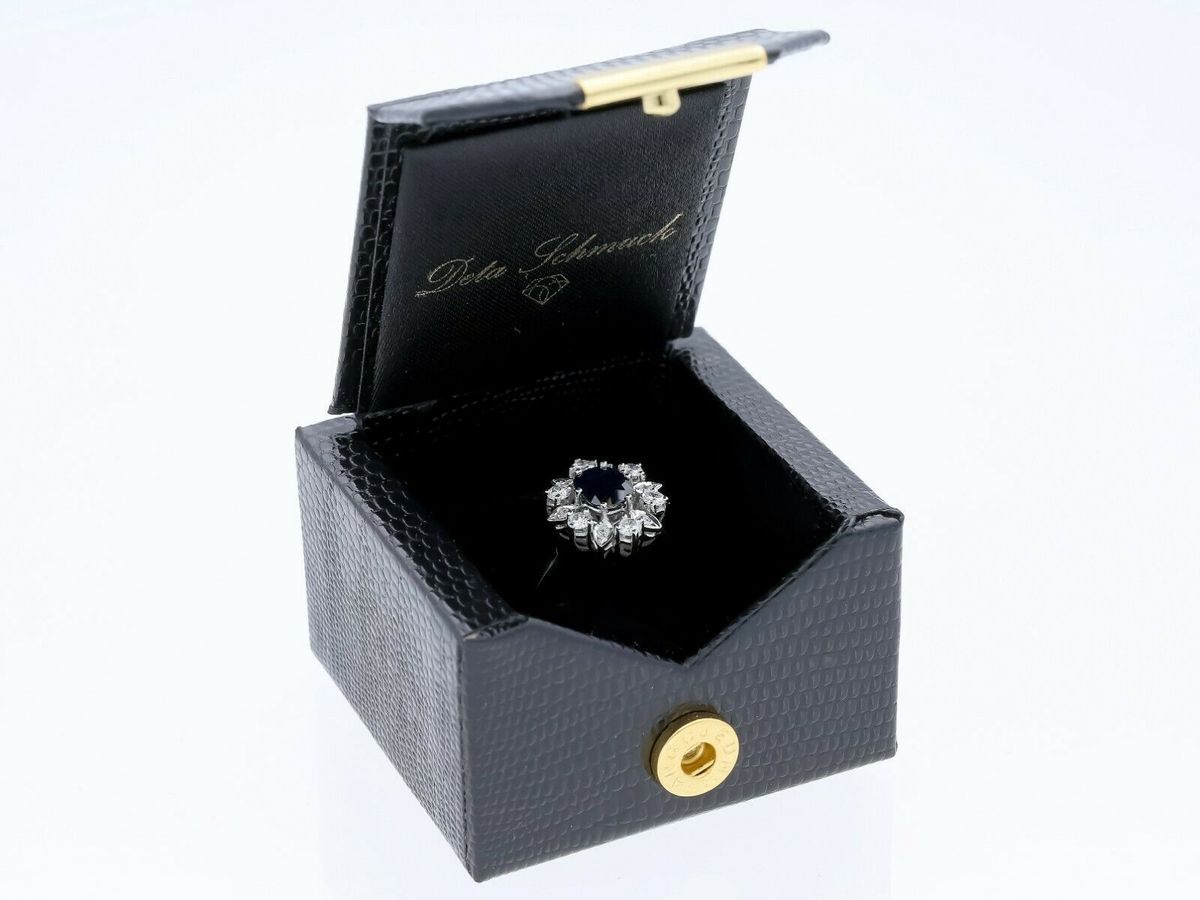Georg Lauer Ring 1,35 Karat Saphir Brillanten Diamanten 750 Weißgold um ...