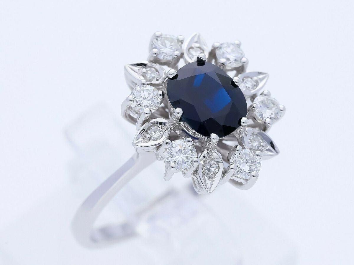 Georg Lauer Ring 1,35 Karat Saphir Brillanten Diamanten 750 Weißgold um ...