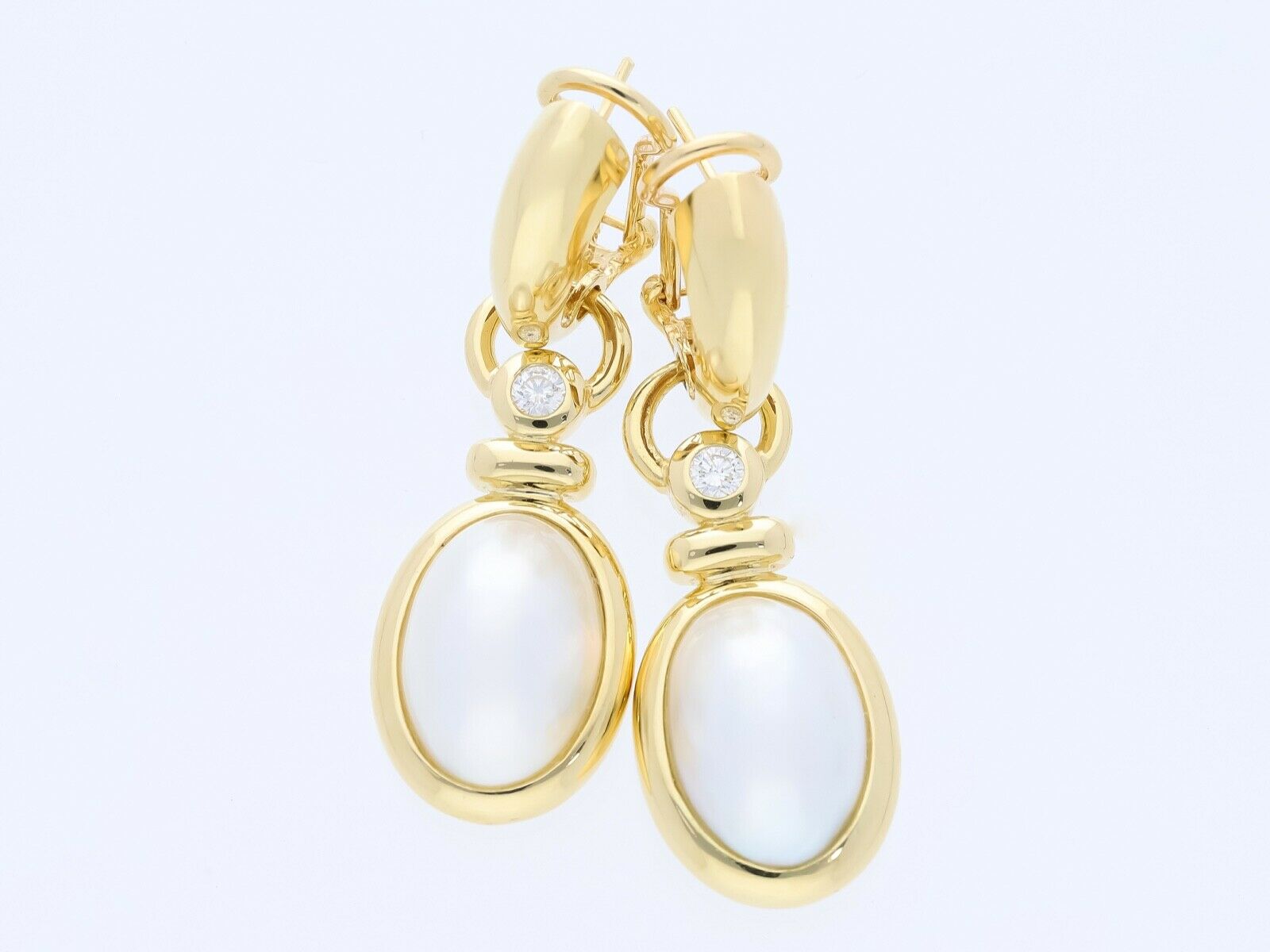 Ohrringe Ohrstecker 0,20 Karat Brillanten Mabe Zucht Perlen 750 Gold 18 ...