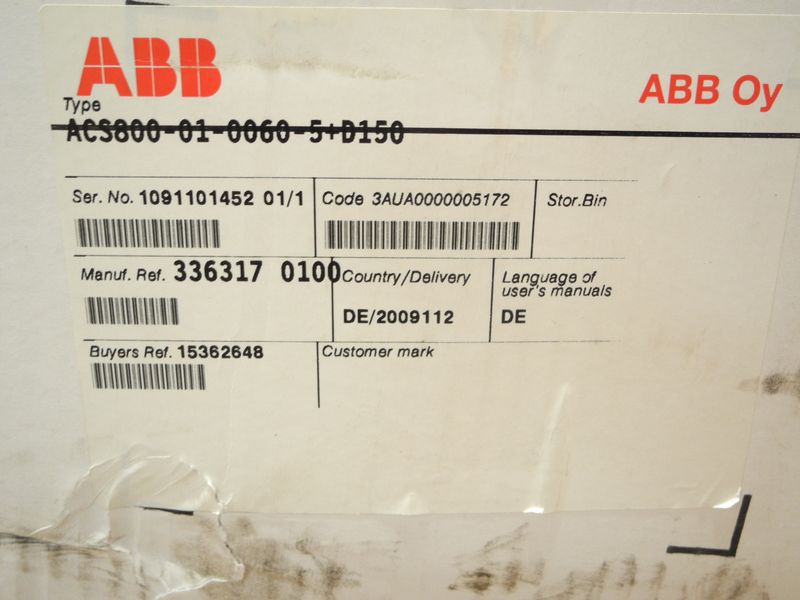ABB acs800 Inverter acs800-01-0060-5 +d150 400v 45kw Keypad Tested ...