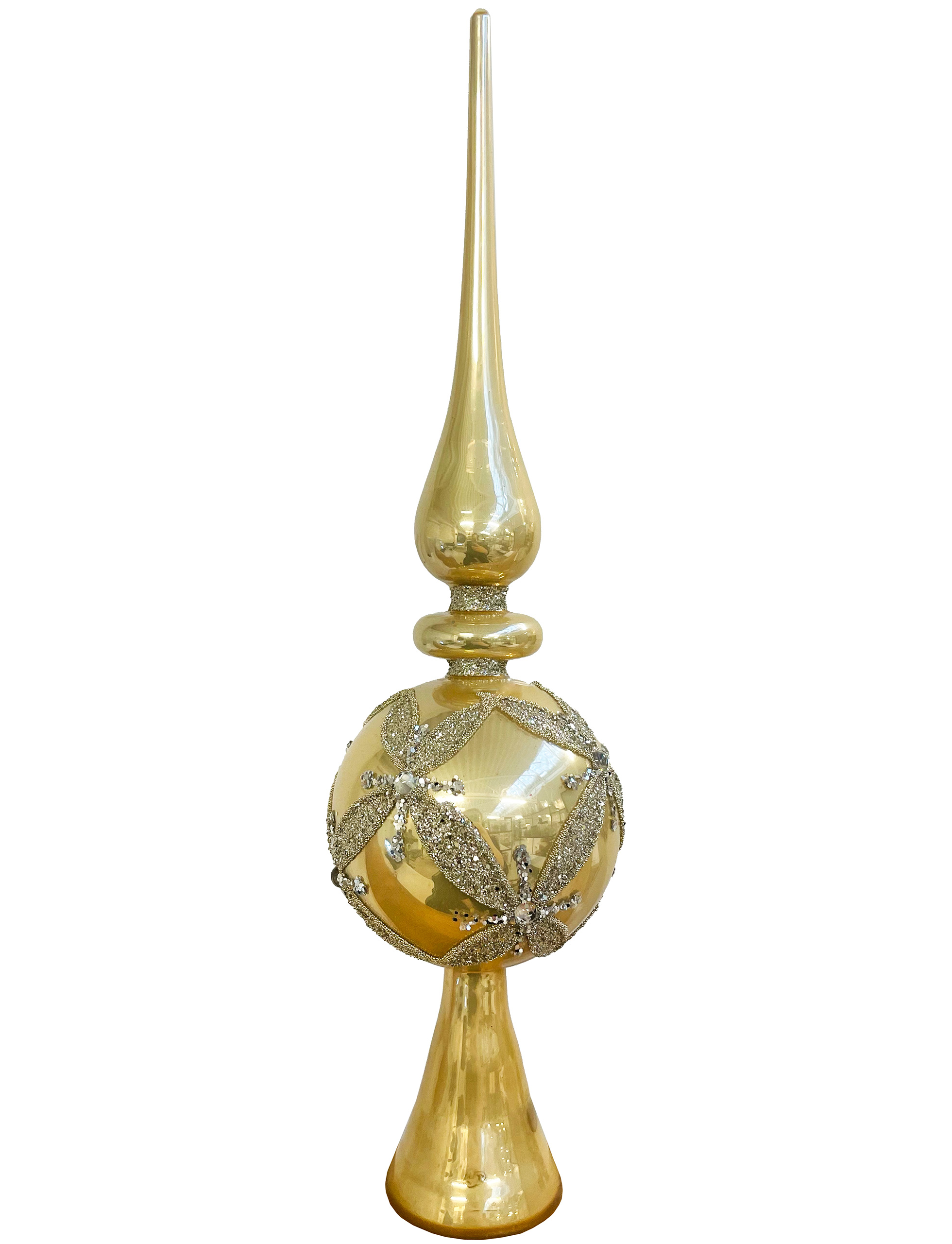 SHISHI Christbaum-Spitze Glas 33cm Gold Silber | deko-schwester