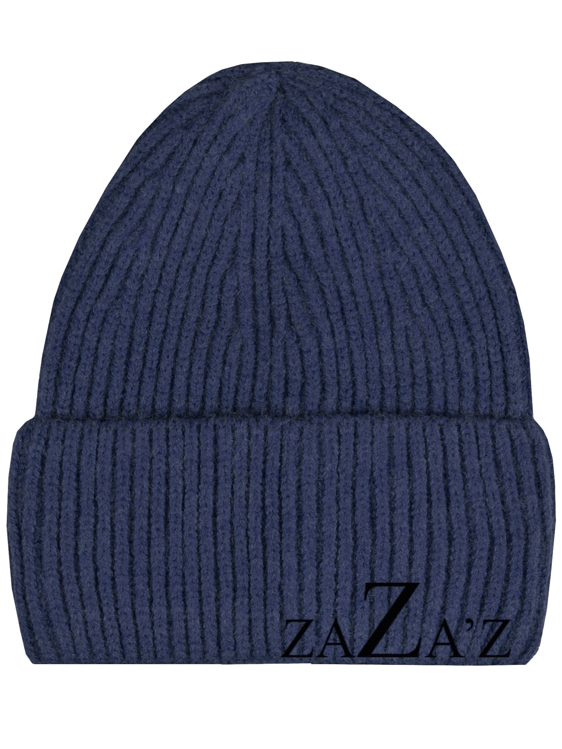 zaZa-z Strickmütze Krempe Dunkelblau | deko-schwester