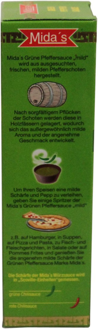 Midas Green Pepper Sauce mild 60ml Feinkost & Lebensmittel Senf ...