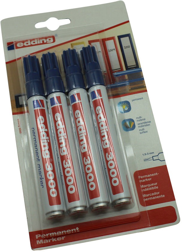Edding 3000 1,5-3,0mm 4er blau | saymo.de - Lebensmittel Online kaufen ...