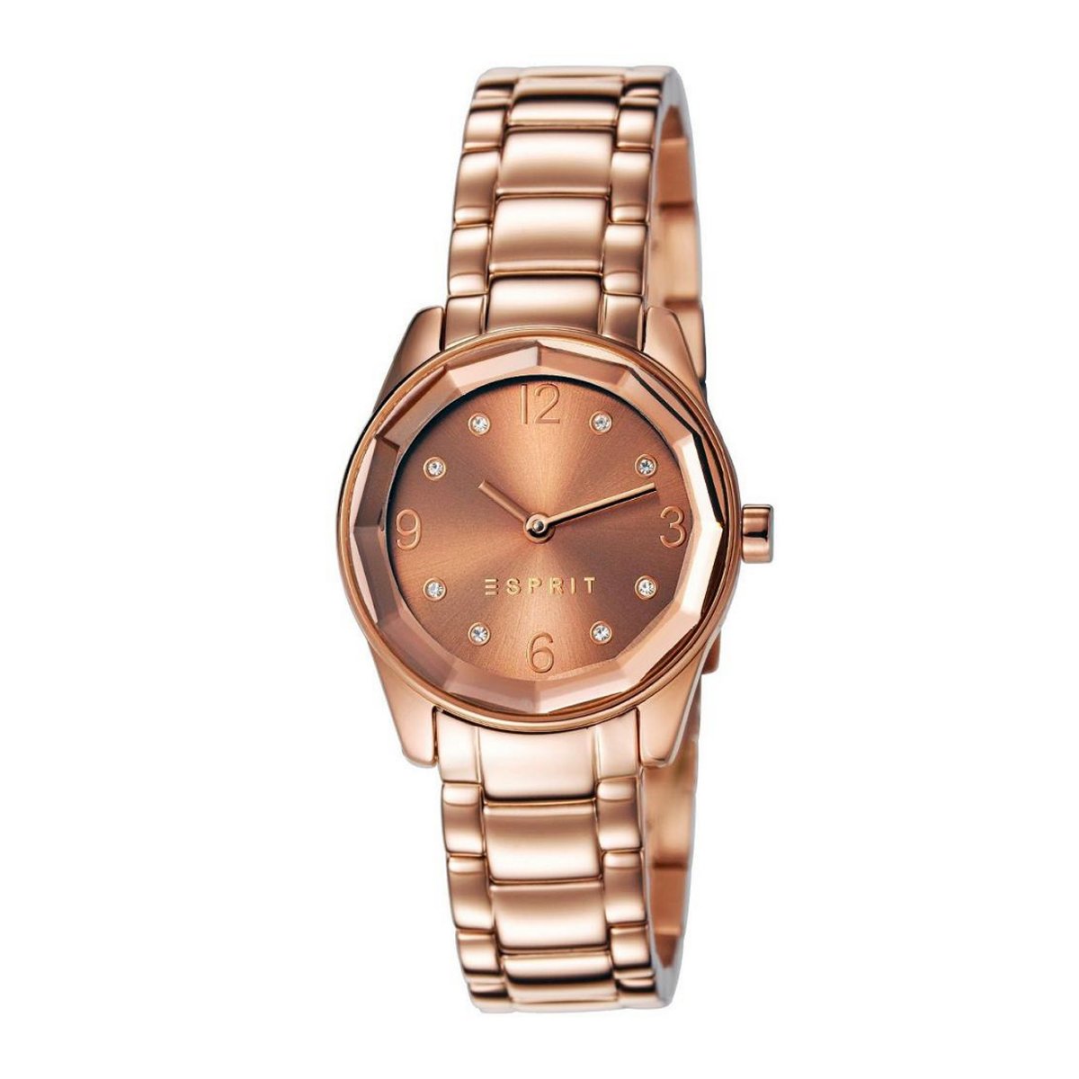 Esprit Damen Uhr Armbanduhr Crystal Cut Edelstahl Rosé ES106552006