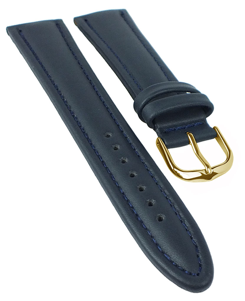 Uhrenarmband | Kalbsleder gepolstert mit Naht | dunkelblau | 33863 ...