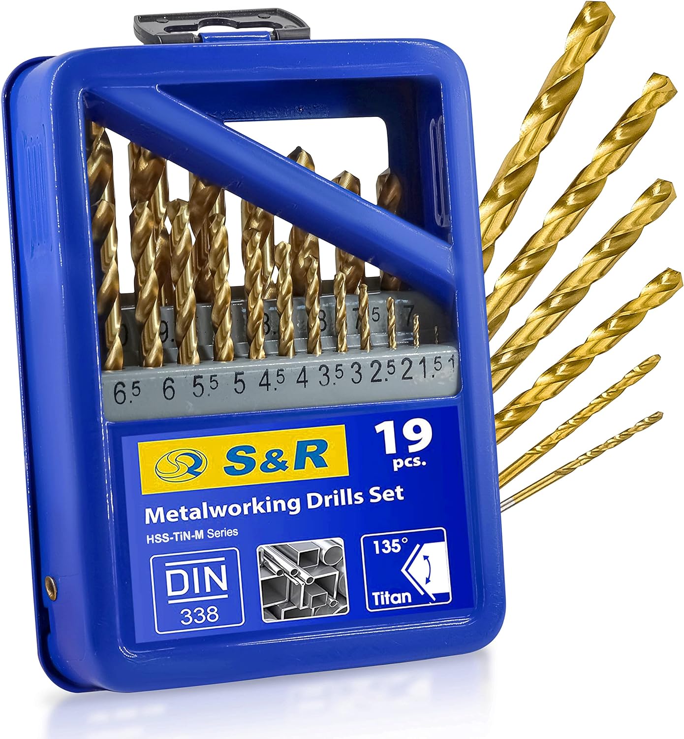 S&R Metallbohrer Set, 1 - 10 mm ,135°, 19 Stk, DIN 338, geschliffen ...