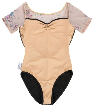 Ladies Short-sleeved ballet leotard Diana with mesh insert