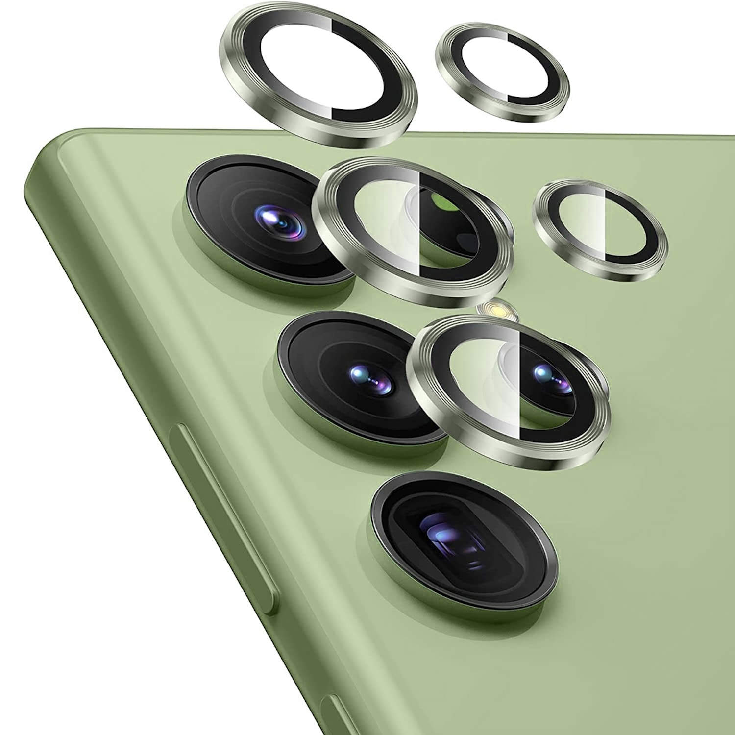 Für Samsung Galaxy S24 Ultra Aluminium Ring Kamera + H9 Hart Glas Grün ...