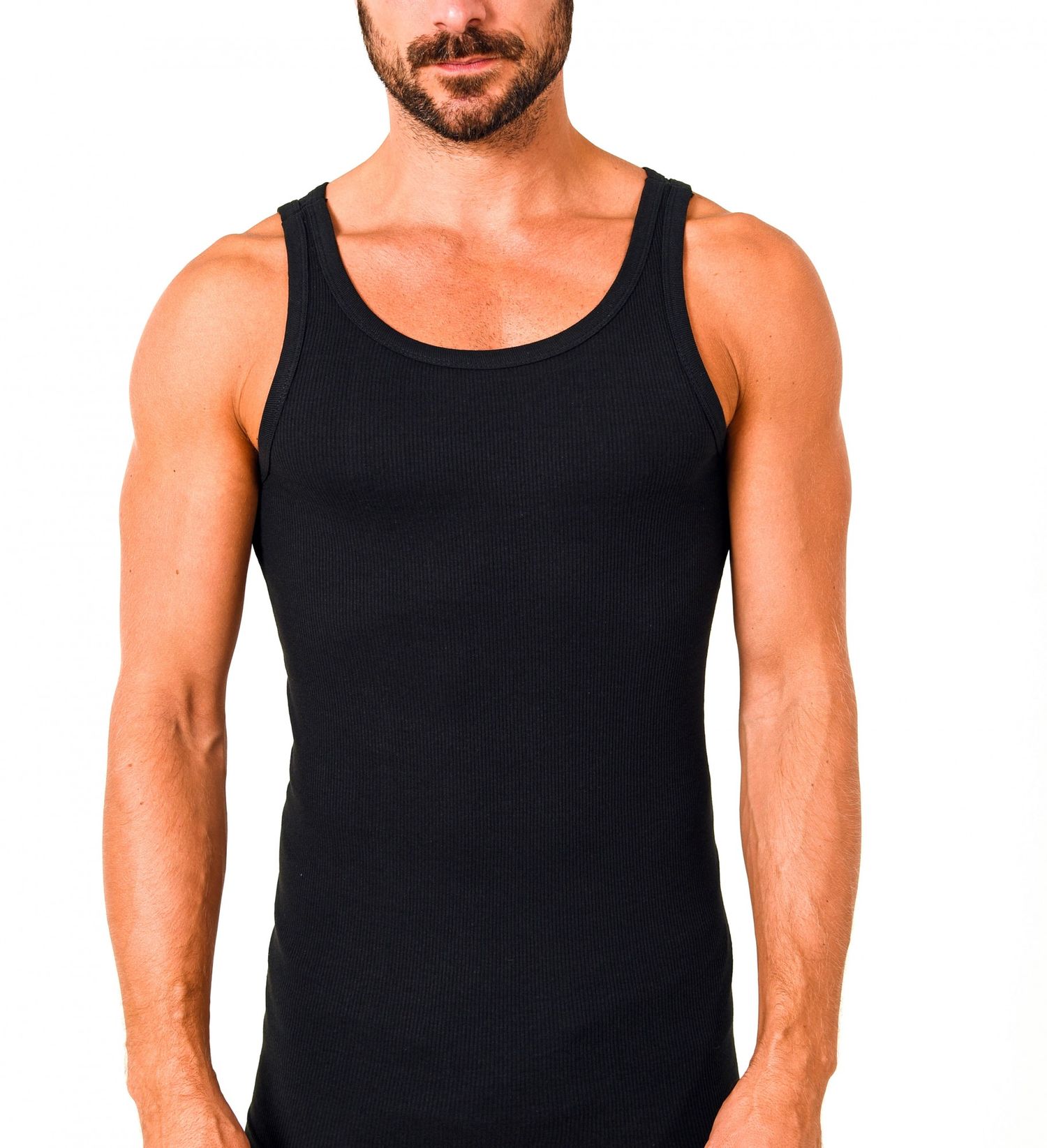 10403 Herren Achselhemd 2erpack in schwarz Feinripp Unterhemd aus 100 % ...