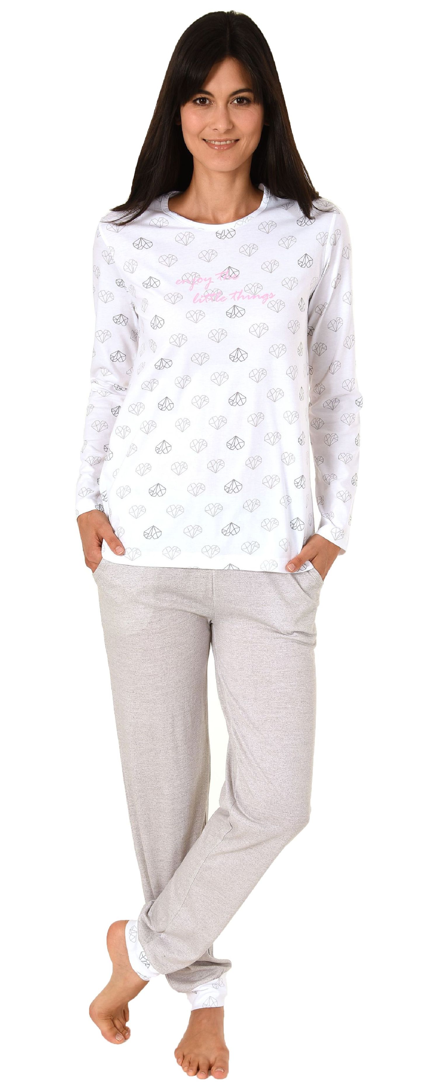 Normann Damen Pyjama in lässiger Optik mit grafischen Designs – 191 201 ...