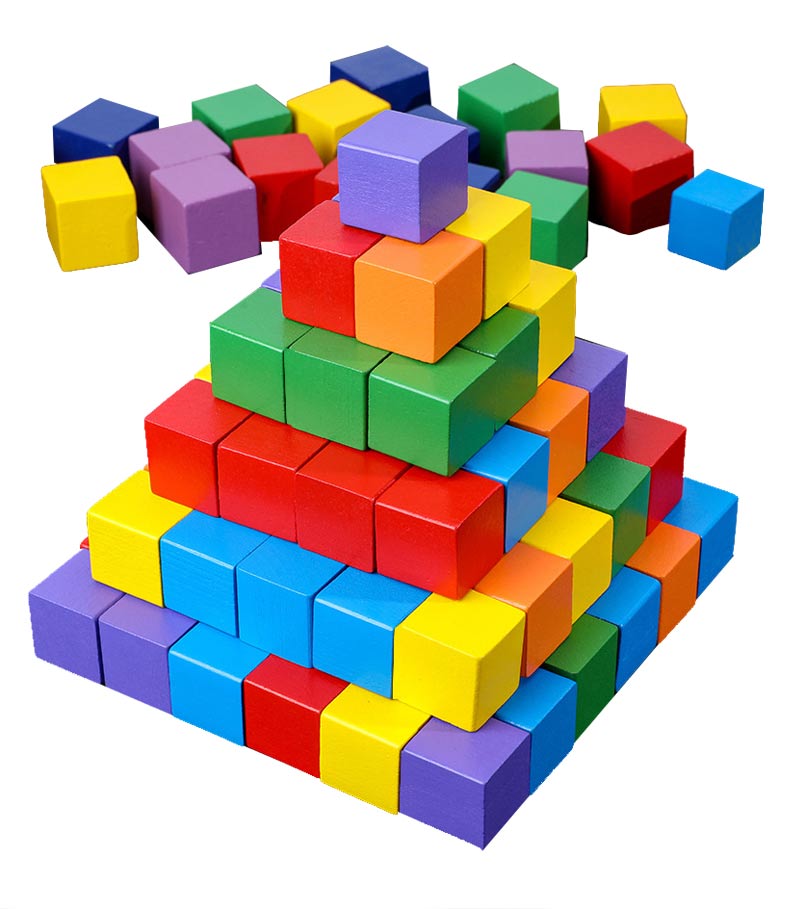 100 Cubi In Legno Colorati 2x2x2 Cm