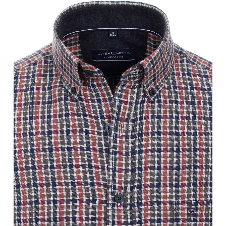 CasaModa Flanellhemd Übergröße Karo orange-oliv | bigtex