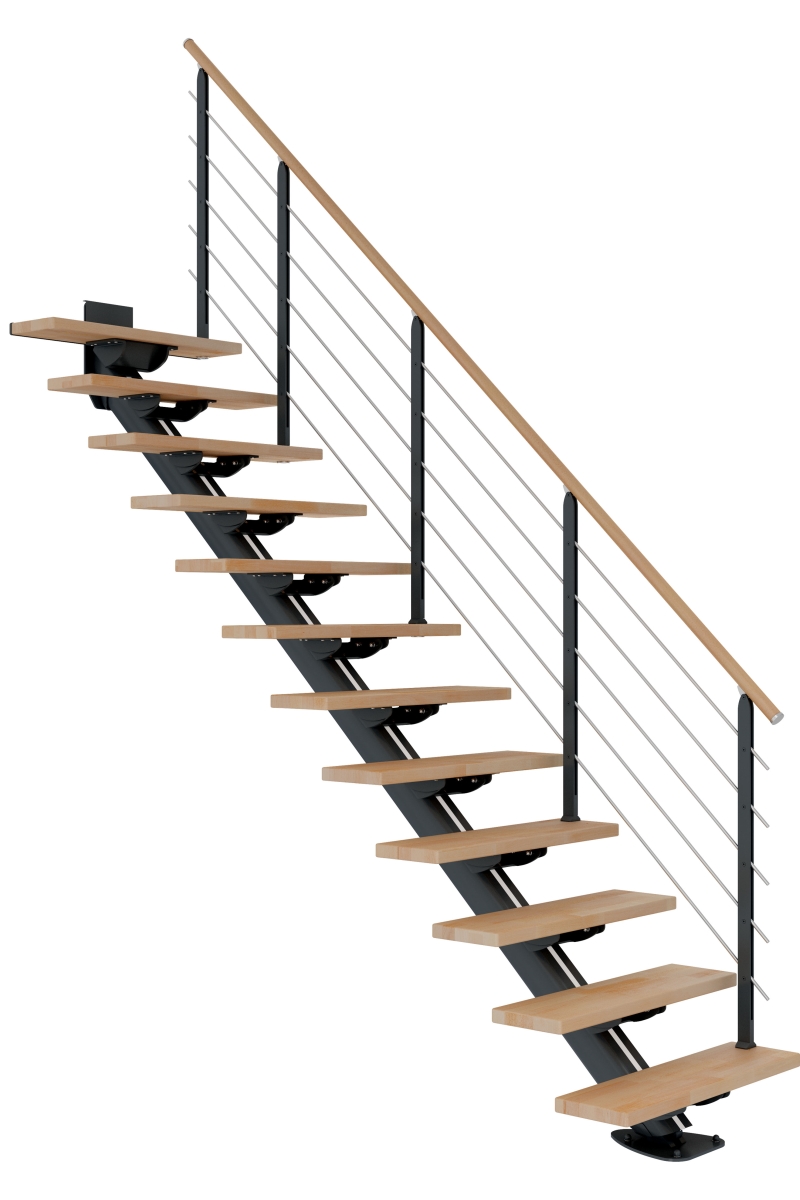 Treppe Dolle Sydney, Treppenlauf gerade, anthrazit, Designgeländer ...
