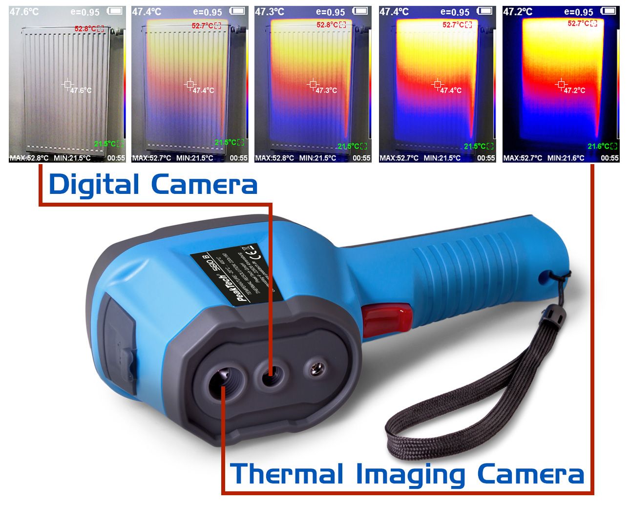IR-Wärmebildkamera 2,8", 220x160 px, -20°C … 400°C, mit USB und ...