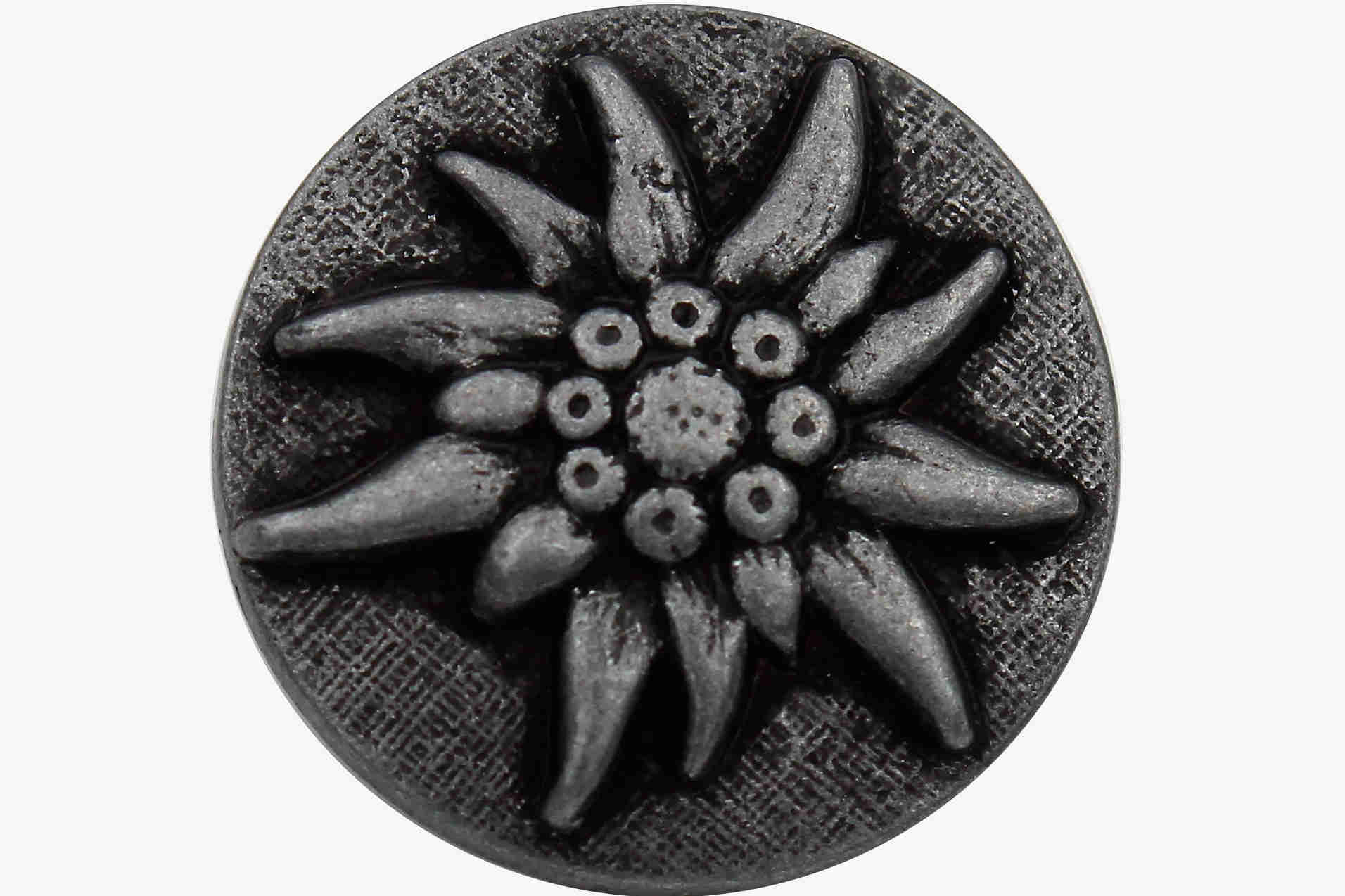 6 Stück silber schwarz dunkel matt Metallknöpfe Edelweiss 15mm oder ...
