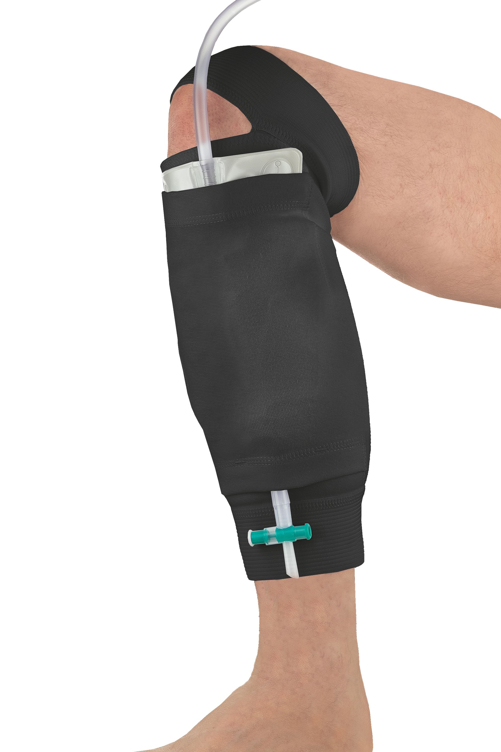 Unterschenkelstulpe mit integrierter Beinbeuteltasche und Silikon ...