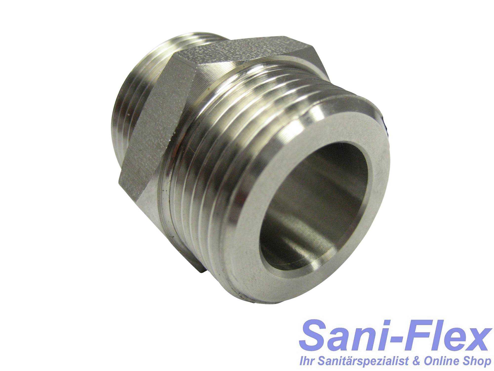 Doppelnippel aus Edelstahl flachdichtend in den Größen 1/2", 3/4" und 1" für Solar und ...