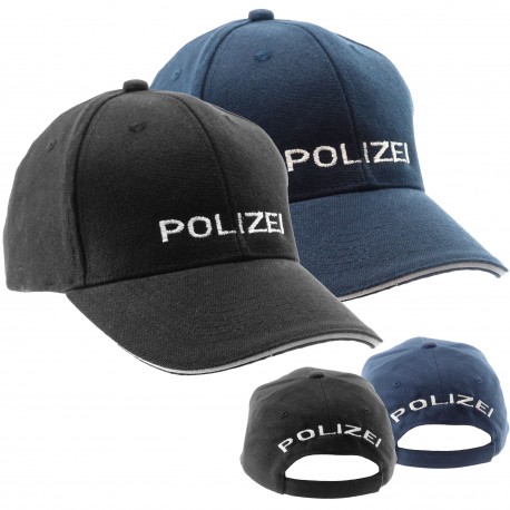 Basecap mit Stick - POLIZEI vorne + hinten, Stickfarbe weiß, Einheitsgröße