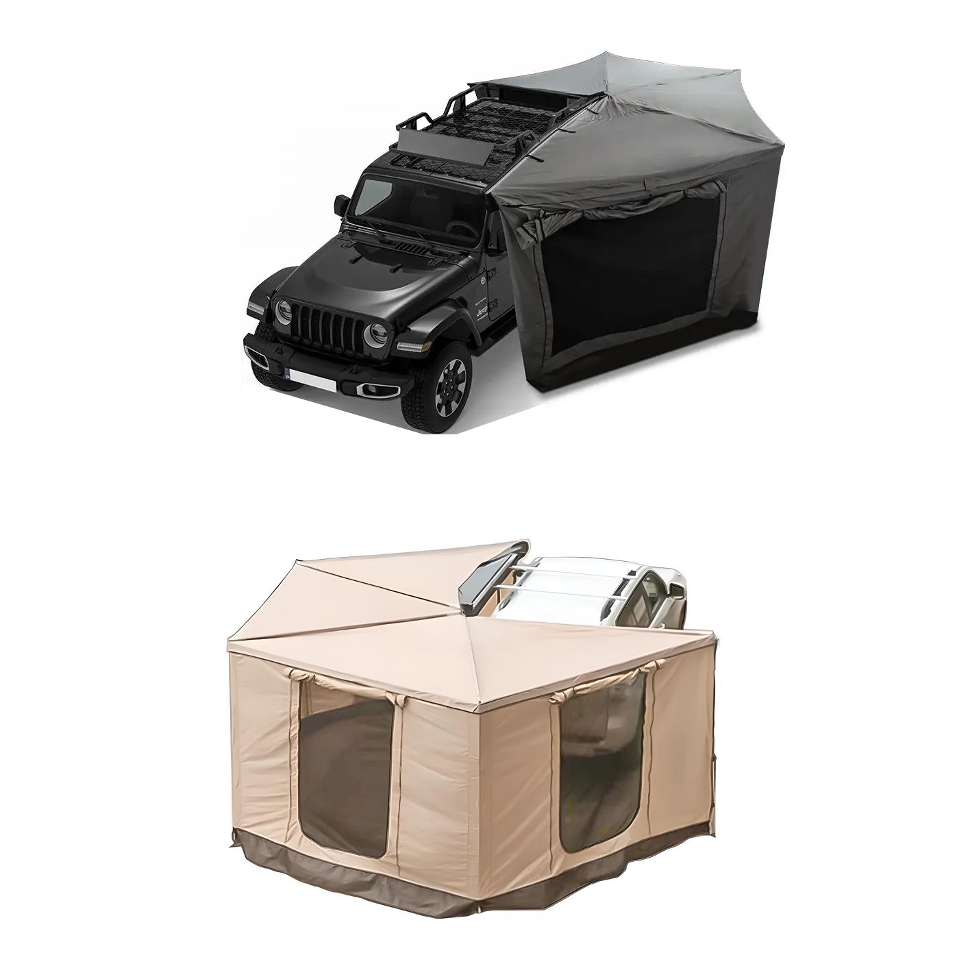 Dachzelt Autodachzelt Markise Vorzelt Rundzelt 2 Größen Khaki Grau ...