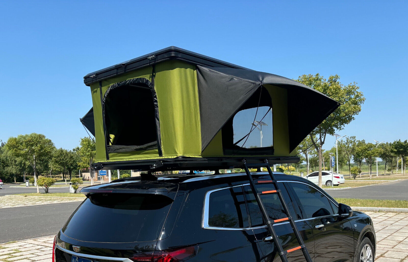 Autodachzelt Auto Dach Zelt , Vordach, Dachzelt Schwarz/Grün Hardcase ...