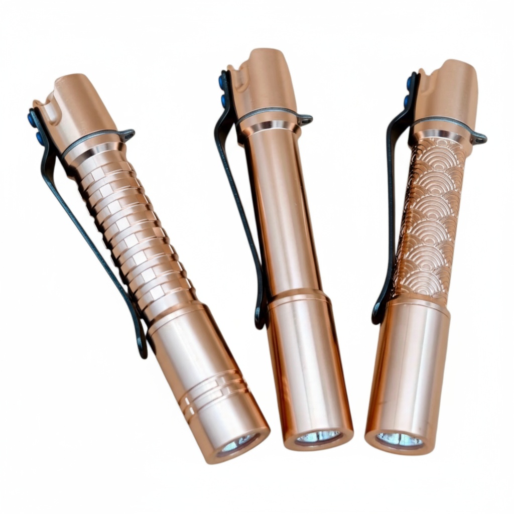 selected-lights Reylight Pineapple mini Frag MK3 - Kupfer und Messing Pocket AAA LED ...