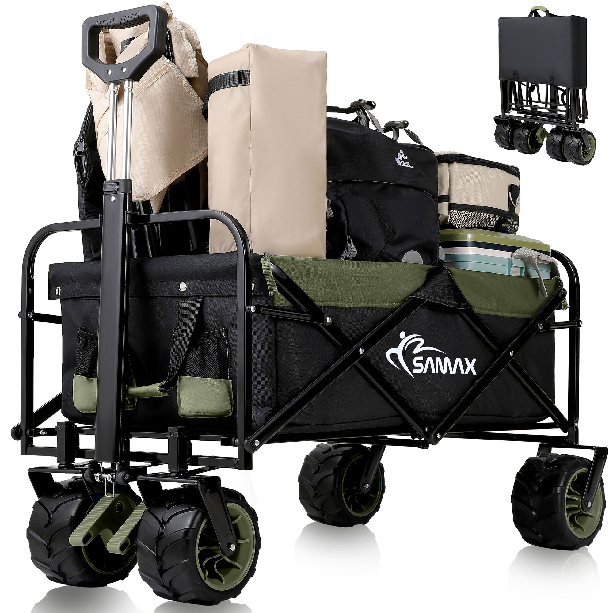SAMAX Foldable Hand Cart Offroad Camping Edition 200 kg - Black / Matcha Green | MA Trading ...