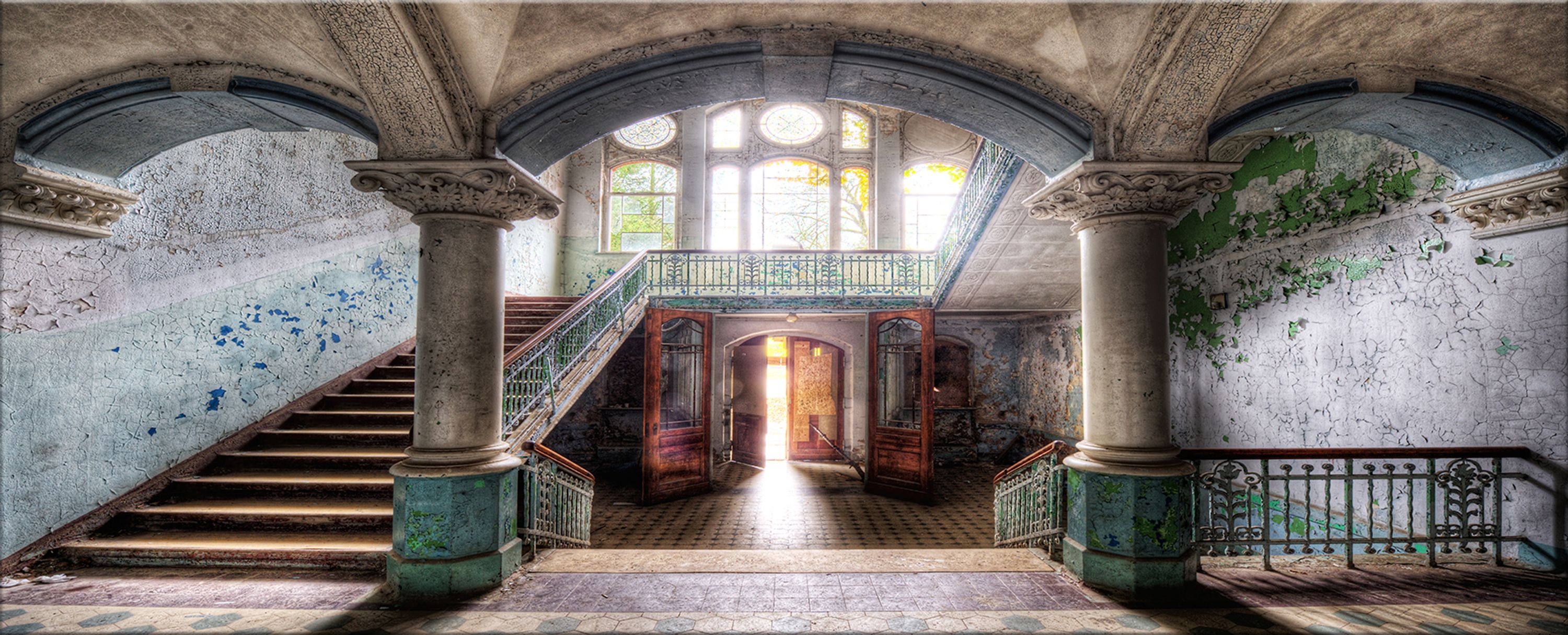 artissimo Glasbild XXL 125x50 cm Bild groß Wandbild aus Glas Lost Places Beelitz | Artissimo ...