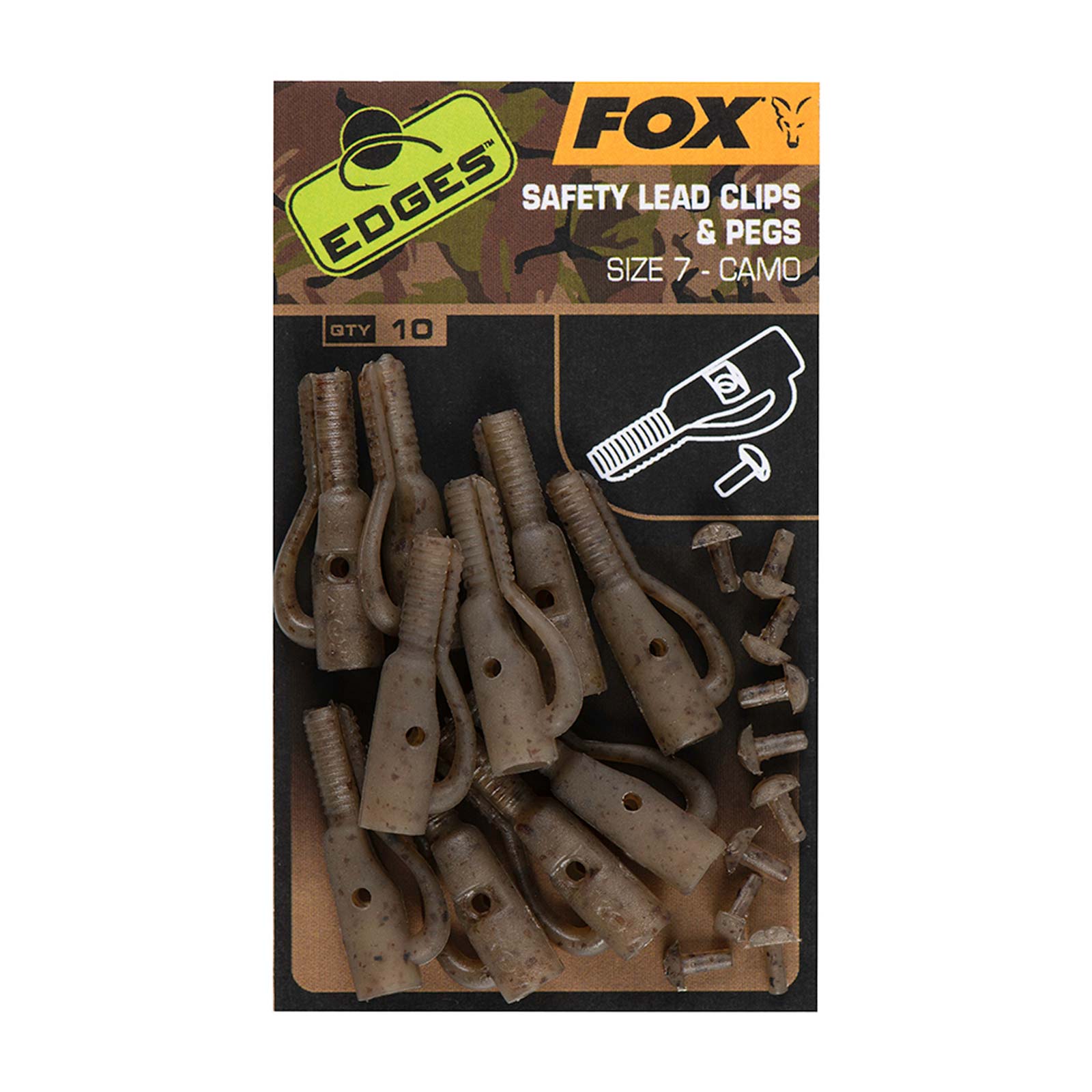 Fox Edges Camo Size 7 lead clip + pegs Karpfenzubehör | Ihr Angelshop ...